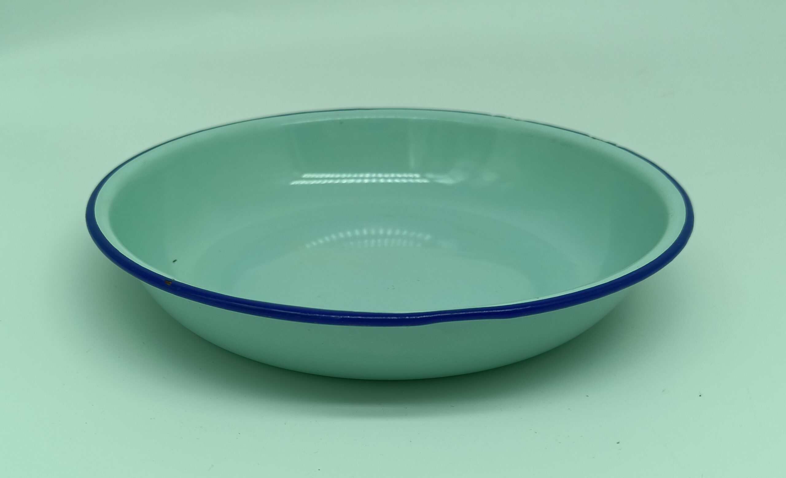 Light Blue Plate with Dark Blue Rims Enamel - Singapore Pickers