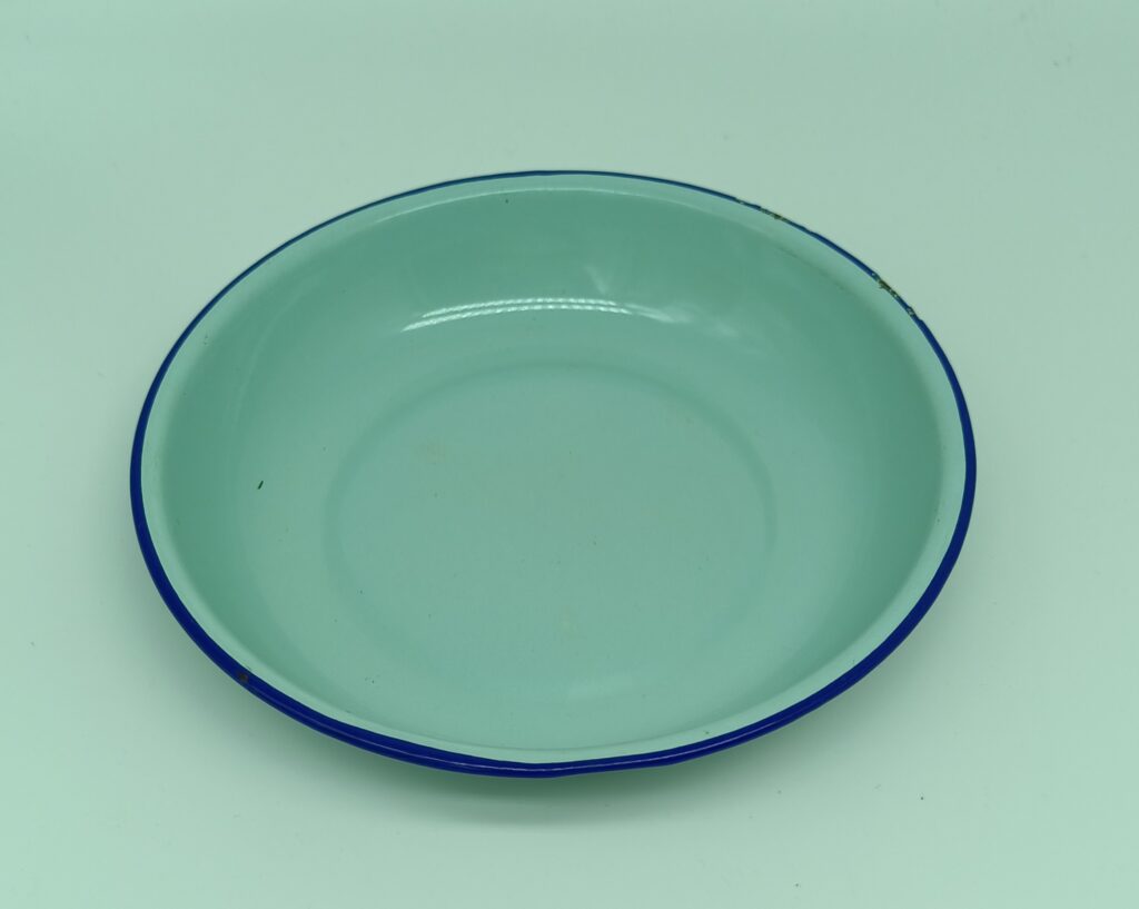 Light Blue Plate with Dark Blue Rims Enamel - Singapore Pickers