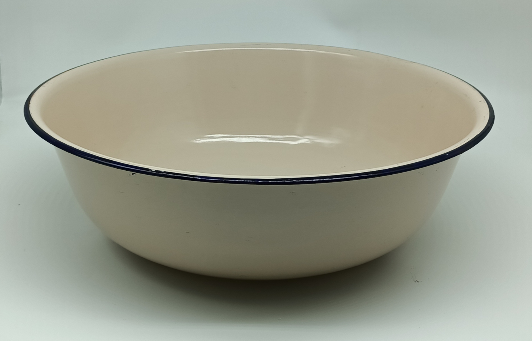 Pink Basin with Dark Blue Rims Enamel Pot - Singapore Pickers