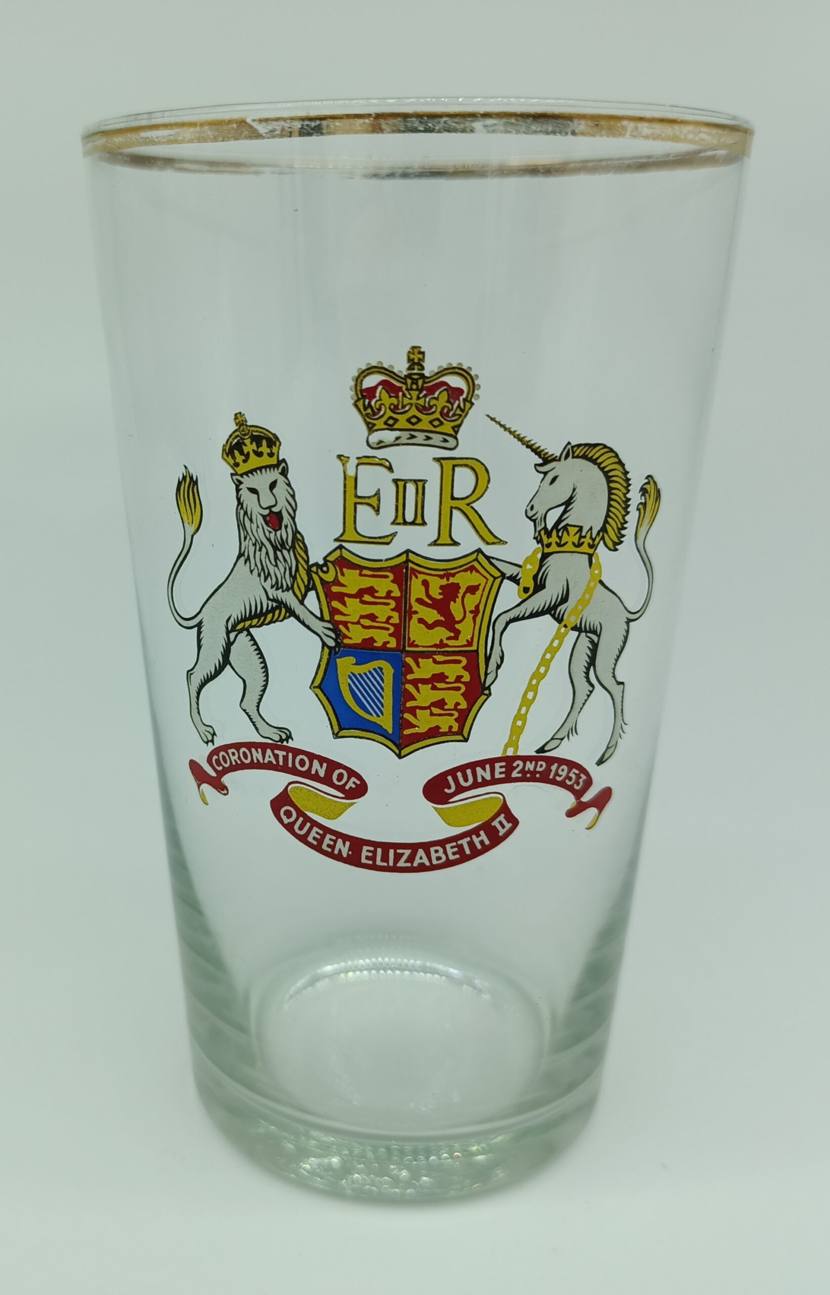 Logo Only Queen Elizabeth Coronation Glass - Singapore Pickers